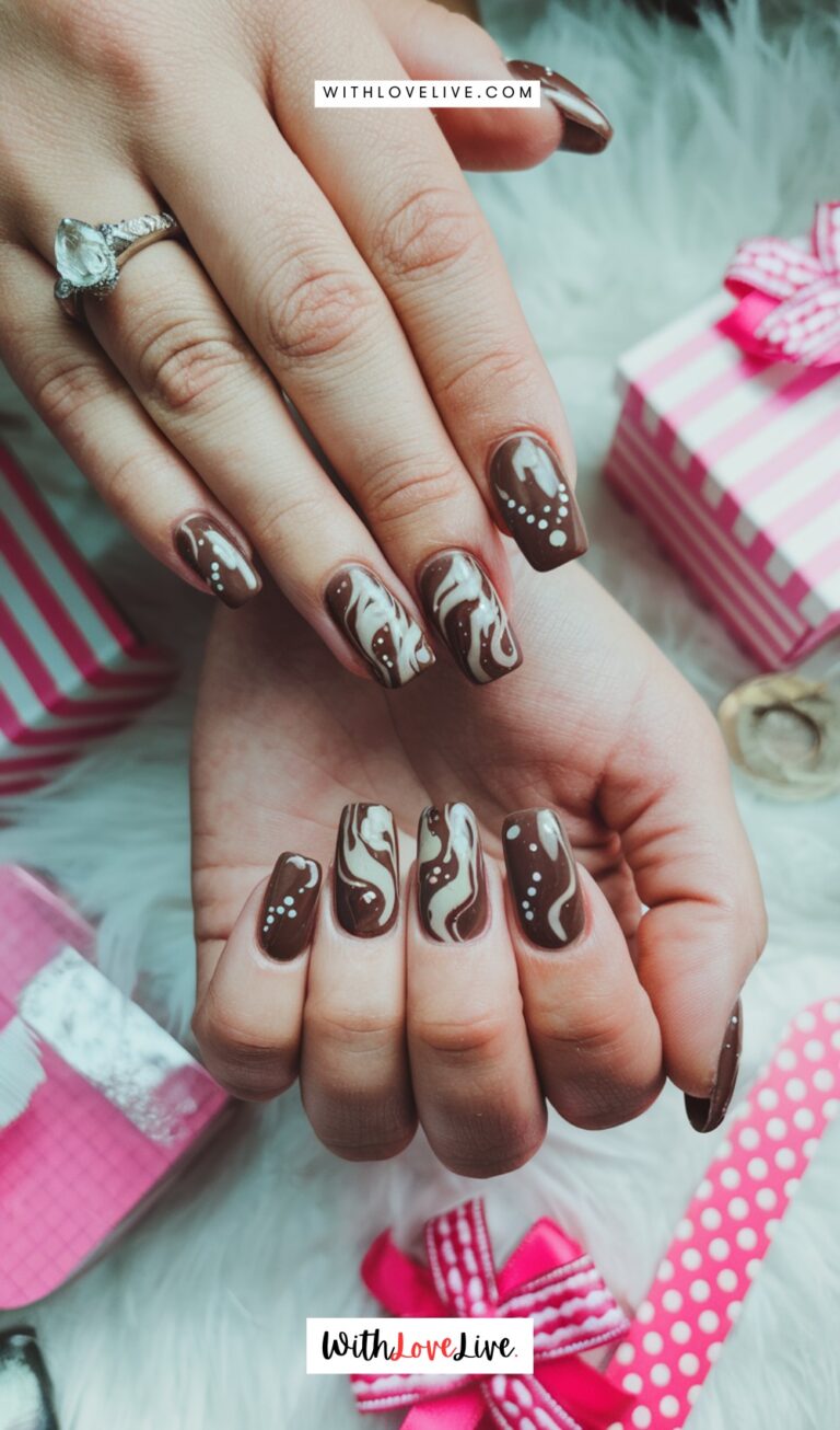 15 Cute Chocolate-Glazed Nail Design Ideas - WithLoveLive