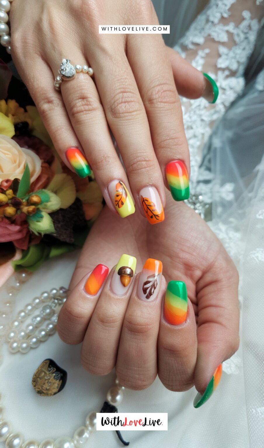 12 Fall Bride Wedding Nails Ideas - WithLoveLive