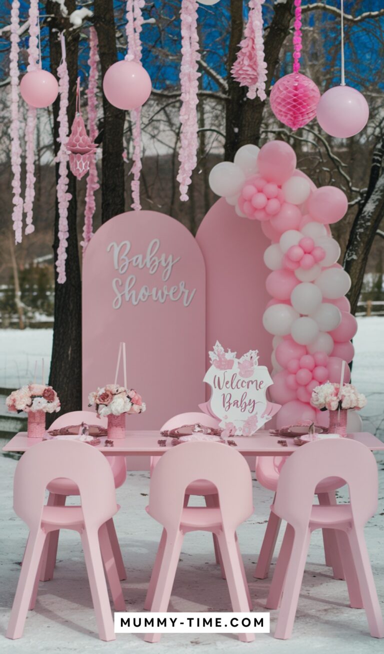 19 Outdoor Pink Winter Wonderland Baby Shower Ideas - WithLoveLive