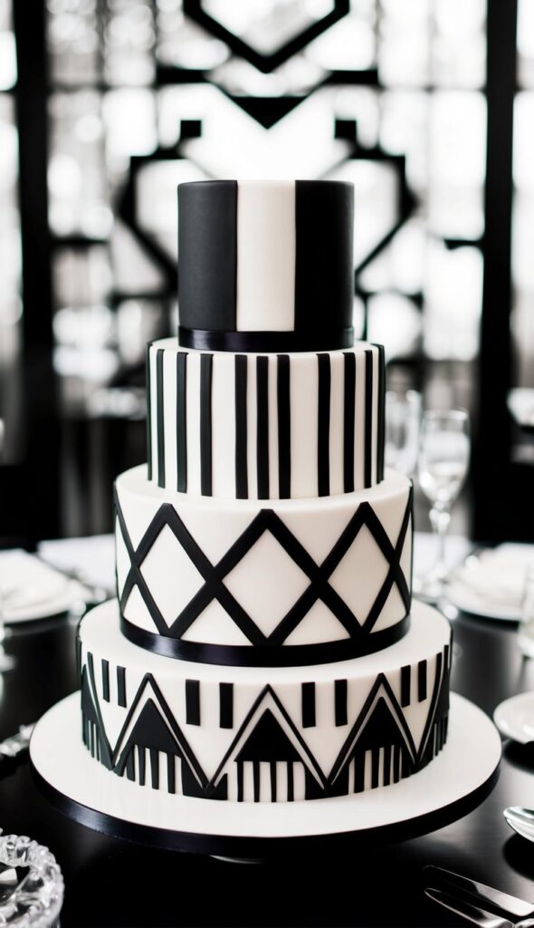 18 Black and White Wedding Cake Ideas - WithLoveLive