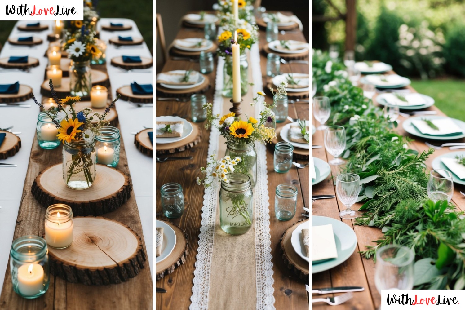 17 Rustic Wedding Table Setting Ideas - WithLoveLive