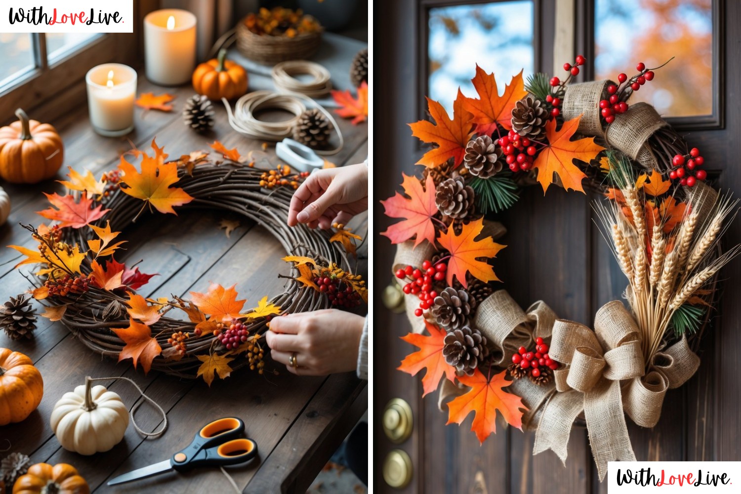 DIY Fall Wreath Tutorial - WithLoveLive