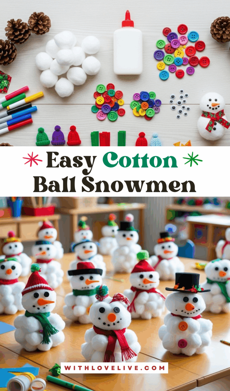 Cotton Ball Snowmen - WithLoveLive