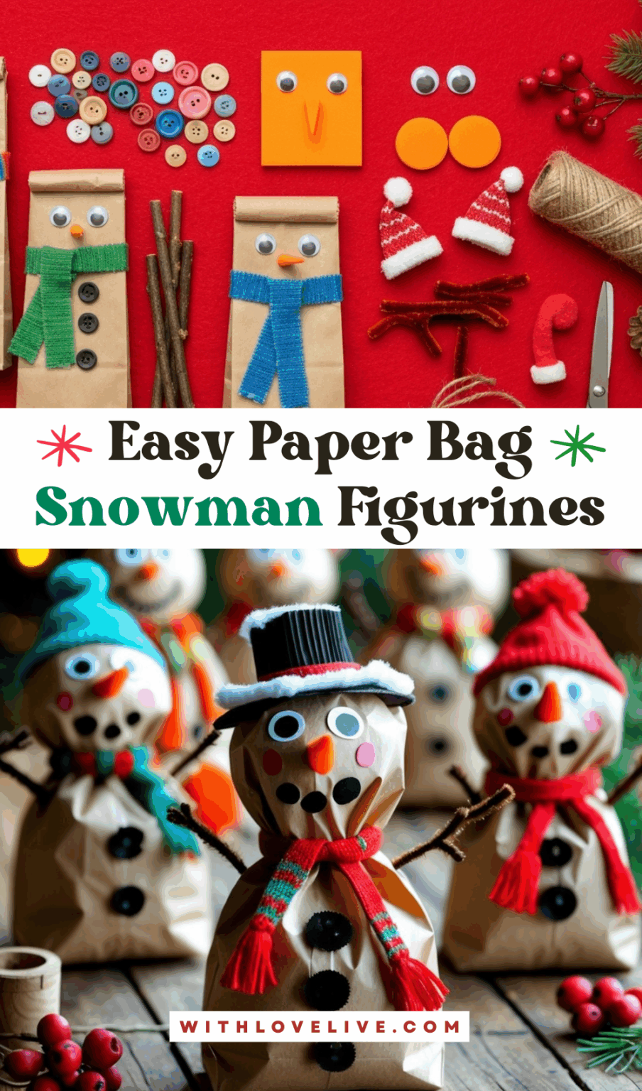 Paper Bag Snowman Figurines - WithLoveLive