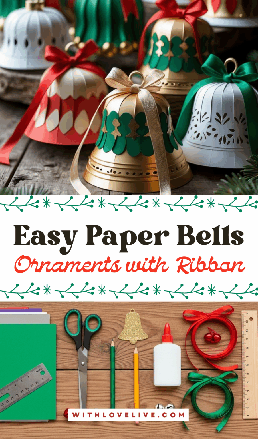 Paper Bell Ornaments with Ribbon - WithLoveLive
