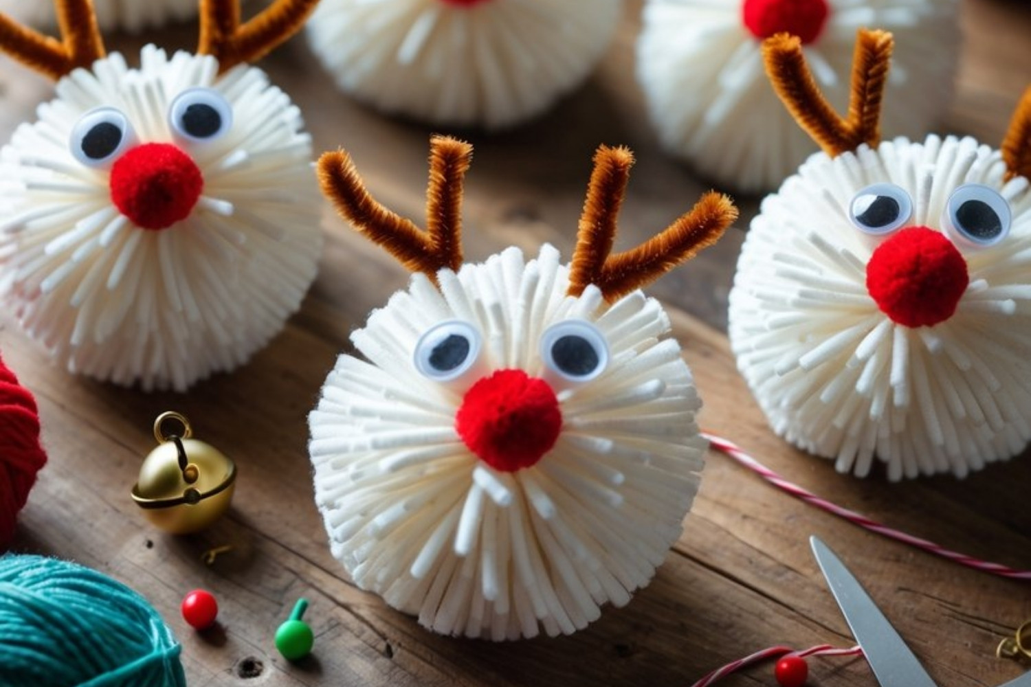 Pom-Pom Reindeer Decorations - WithLoveLive